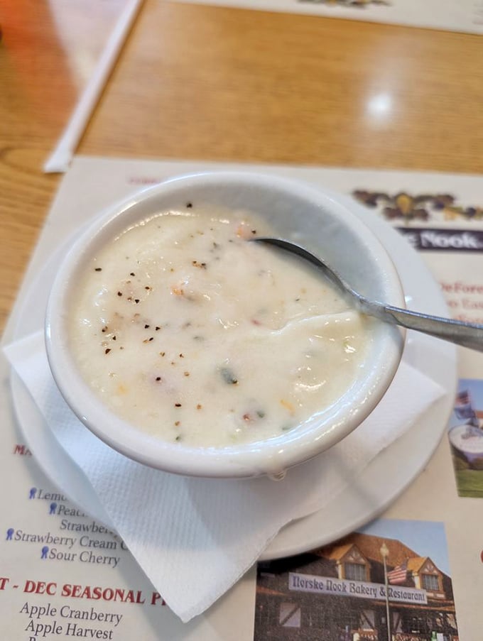 This isn't just soup—it's a warm hug in a bowl, with potatoes and cream coming together like old friends at a reunion.