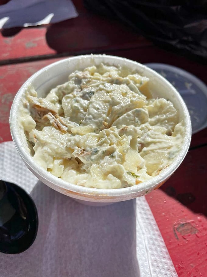 Potato salad this creamy deserves its own fan club. It's the perfect cool counterpoint to all that warm, smoky meat.