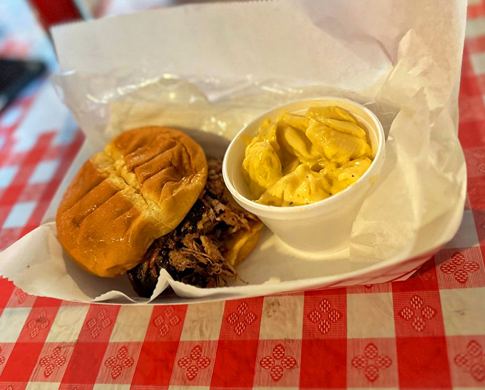 A pulled pork sandwich that makes you question all other sandwiches you've ever loved. That mac and cheese could make a grown person weep.