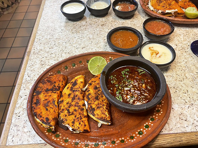 Quesadillas that achieve that perfect golden crispness on the outside while maintaining a molten, cheesy interior—the culinary equivalent of winning the lottery.