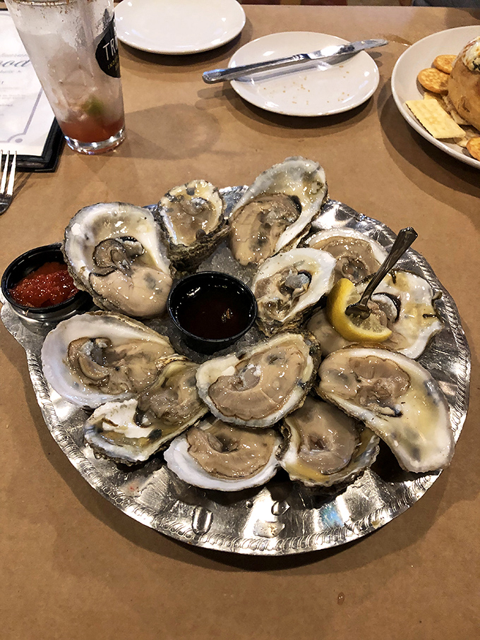 A dozen raw oysters arranged like a clock&mdash;though time seems to stand still when you're savoring these briny treasures of the bay.