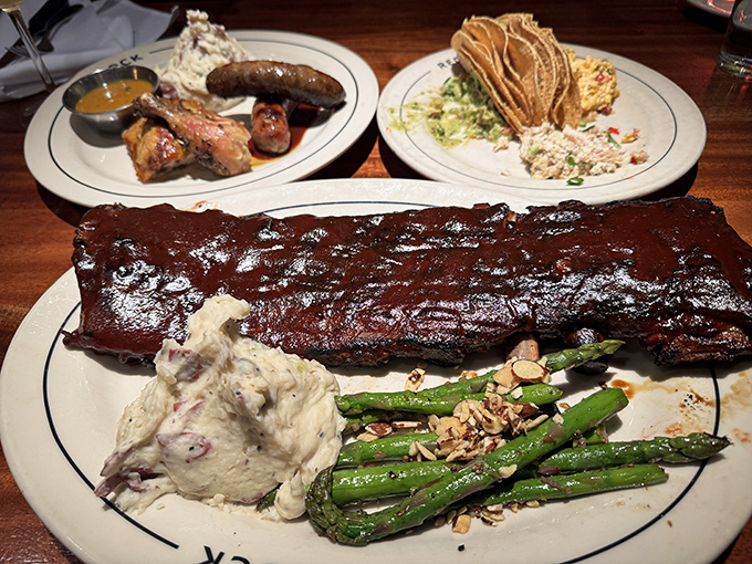 Barbecue ribs that surrender at the touch of your fork, alongside asparagus that actually makes you want to eat your vegetables.
