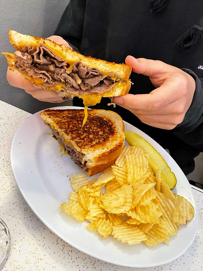 The roast beef sandwich performs the magic trick of making you forget every other sandwich you've ever eaten. That cheese pull deserves its own Instagram account.