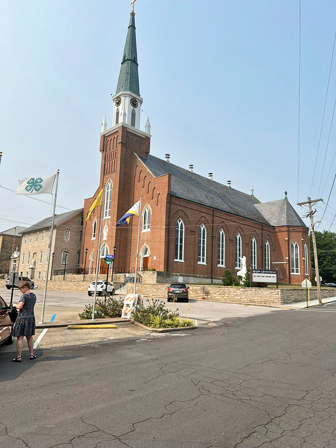 The Ste. Genevieve Catholic Parish has watched over the town since the 1750s. Its towering brick facade and elegant steeple remain a centerpiece of community life.