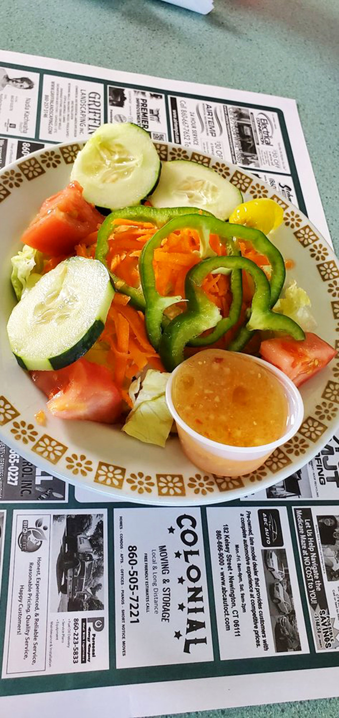 Even the side salad gets respect here&mdash;crisp vegetables arranged with the kind of care usually reserved for dishes costing four times as much.