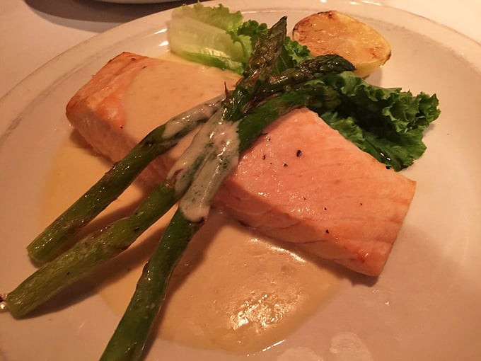 Even the salmon gets the royal treatment, perfectly seared with asparagus standing at attention. Proof that Walter's isn't just about beef.
