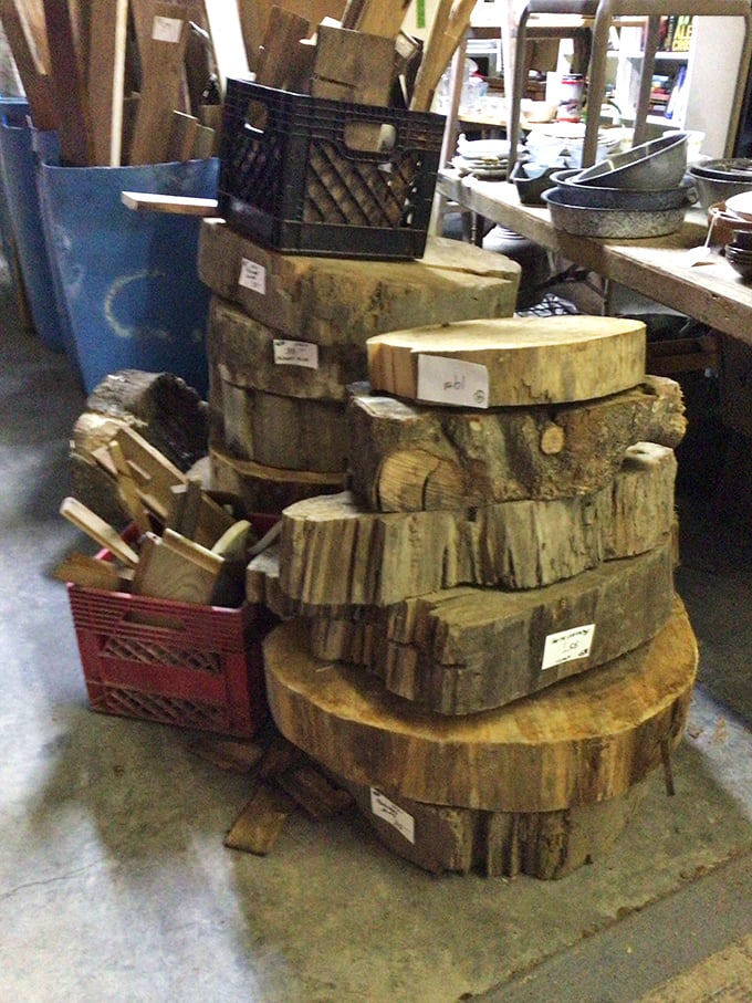 Nature's art gallery on display. These cross-cut wood slabs tell the silent story of Louisiana's forests, each ring marking a year of quiet growth.