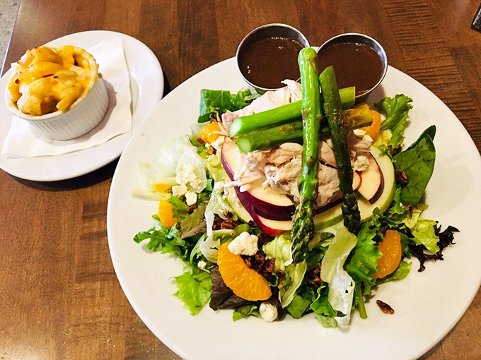 A salad that meat-lovers actually crave. Fresh greens, asparagus, and smoked chicken create the rare salad that doesn't feel like dietary punishment.