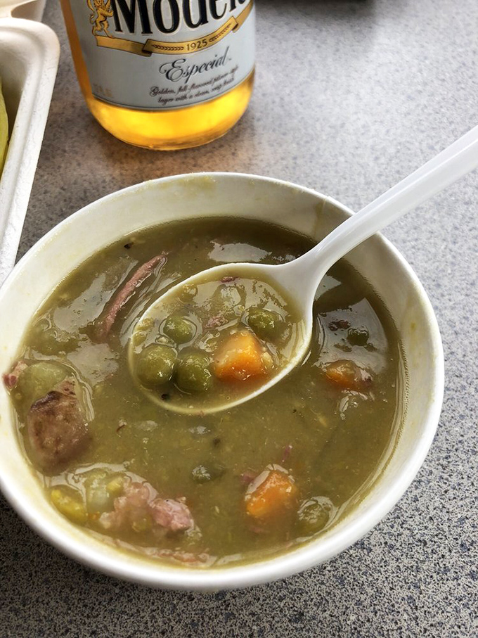 Seattle's famous rain got you down? This hearty split pea soup, swimming with bits of smoked pastrami, is like a warm hug in a bowl.