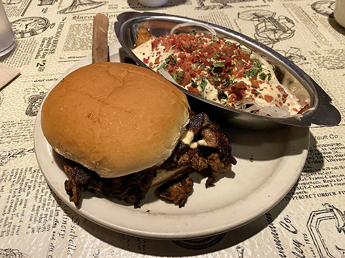 This sandwich isn't just a meal, it's an engineering marvel. The kind of food that requires both napkins and a strategic eating plan.