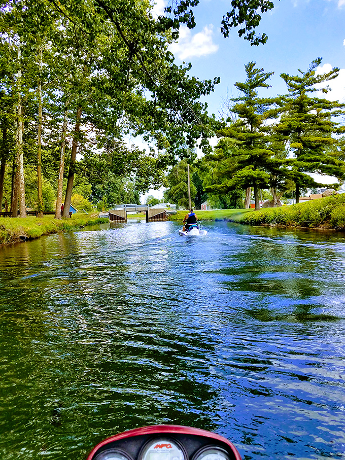 Jet skiing through Steuben County's waterways&mdash;where nature provides better entertainment than anything you'll find scrolling on your phone.