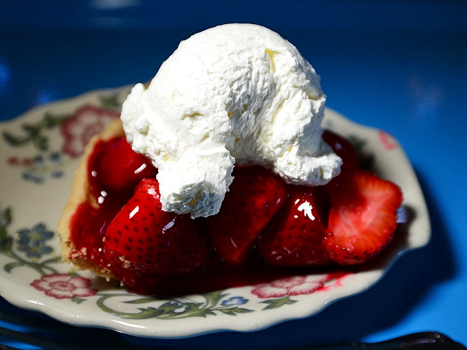 Strawberry pie that makes you wonder why you ever waste stomach space on vegetables when this exists in the world.