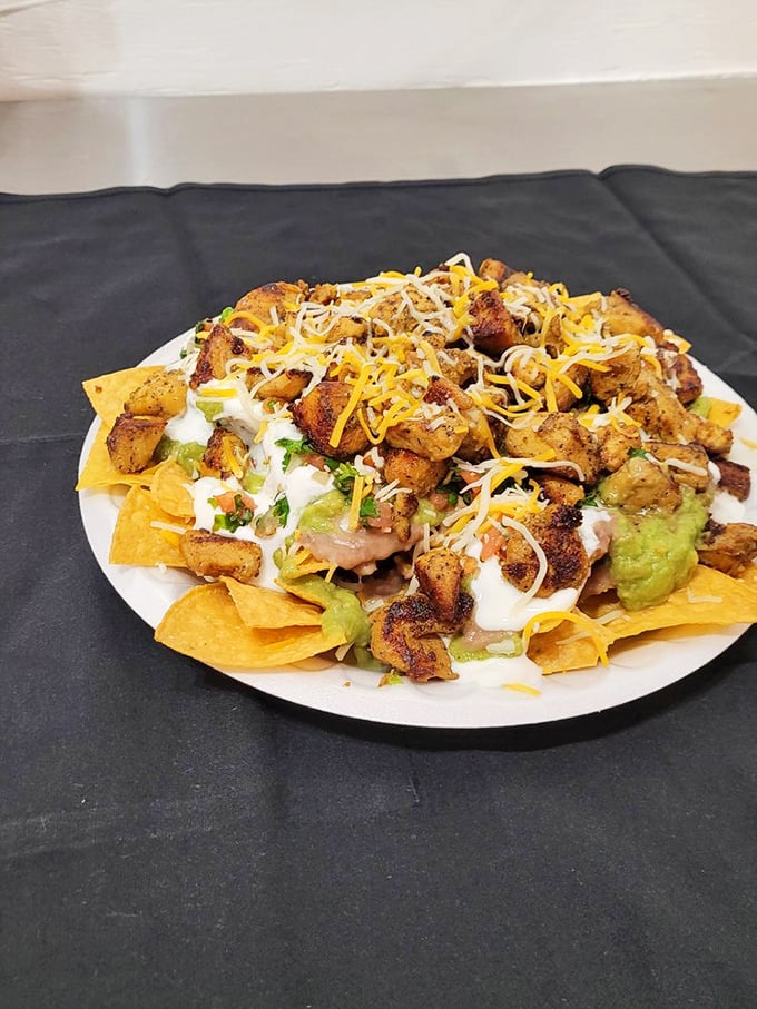 The super nachos aren't just a snack, they're an architectural achievement&mdash;a tower of chips, cheese, and meat defying gravity and restraint.
