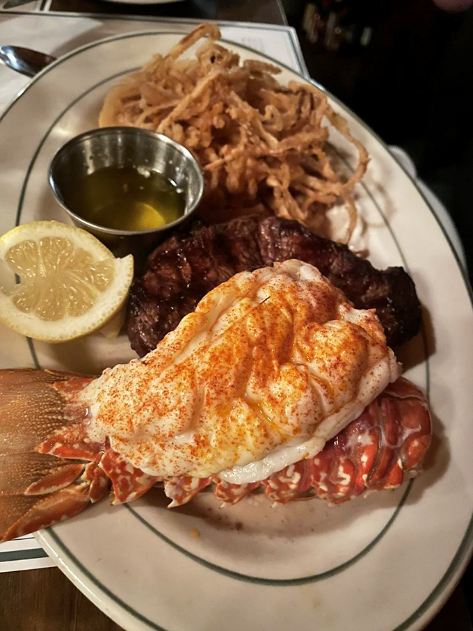 Surf meets turf in perfect harmony &ndash; a buttery lobster tail and medium-rare steak prove that some classic combinations never need reinvention.