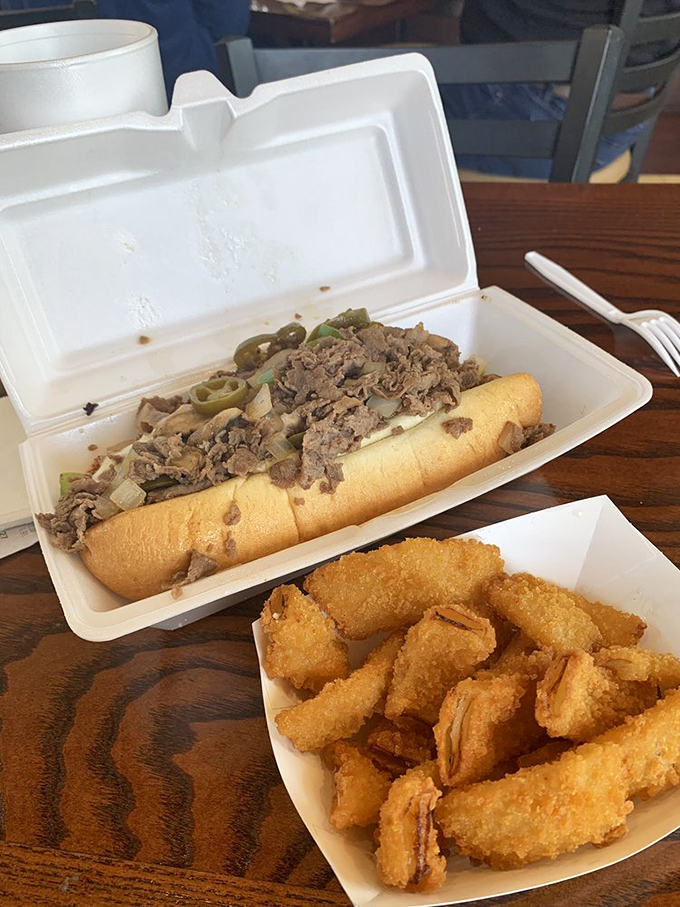 The Monster Philly lives up to its name, while those golden onion bites are the supporting actors who steal the show.