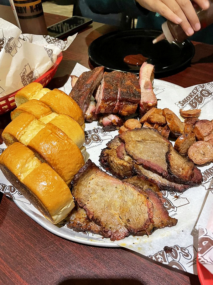 The holy trinity of BBQ! This three-meat platter is so good, it might just make you believe in a higher power &ndash; the power of perfectly smoked meat.