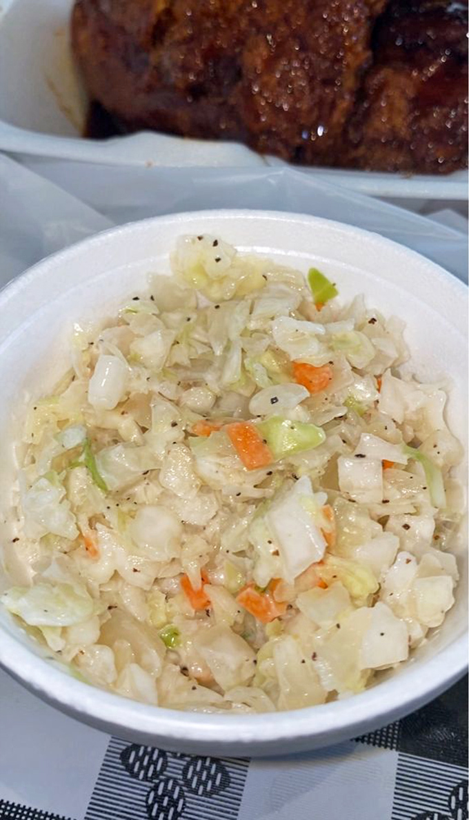 Coleslaw done right&mdash;crisp, vinegary, with subtle hints of carrot. The perfect cooling counterpoint to all that chicken-induced euphoria.