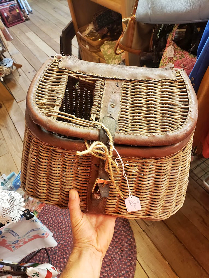 Not just a fishing basket but a portable time capsule. Imagine the streams this creel visited, the lunches it held, the fish tales it overheard.
