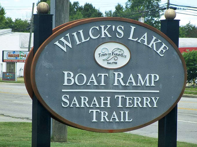 Wilck's Lake Park sign points toward recreation that doesn't require a password, monthly subscription, or software update.