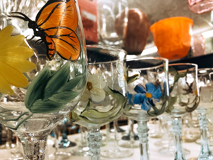 These hand-painted glassware pieces tell stories of dinner parties past, ready to star in your next gathering's memories.