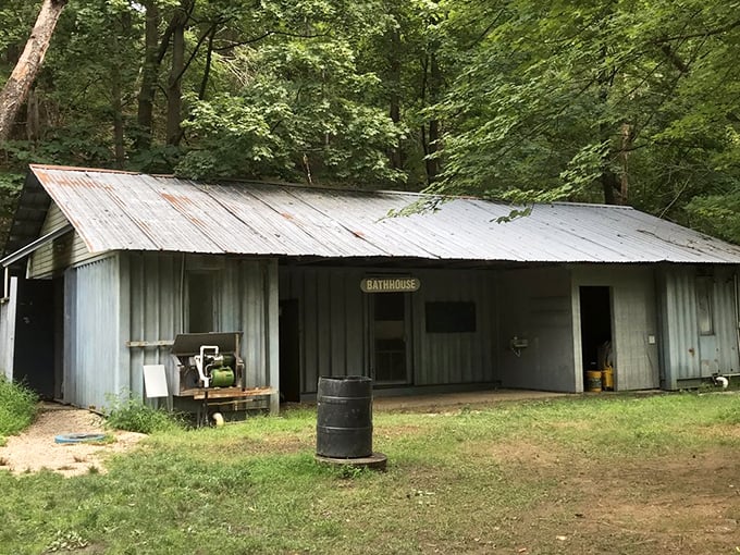 The aptly named "Bathhouse" offers no-frills functionality in a charming woodland setting. Like a Swiss Army knife, it's not fancy but gets the job done.