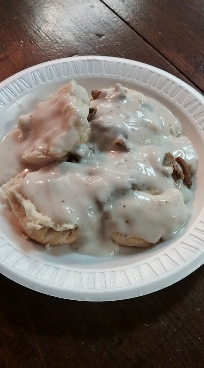 Biscuits swimming in creamy sausage gravy&mdash;the kind of breakfast that requires a nap afterward and makes you wonder why anyone bothers with avocado toast.