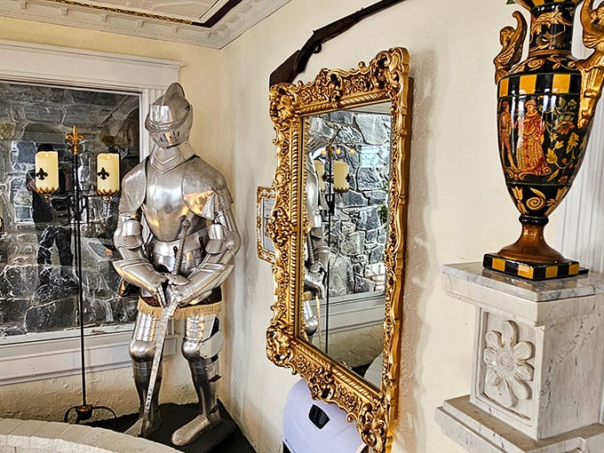 Meet the castle's silent sentinel&mdash;a suit of armor standing guard as it has for centuries, though I suspect it's never had to defend against tourist selfies.