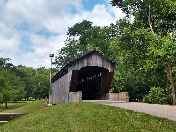 Not all covered bridges lead to Madison County&mdash;this weathered beauty stands as both functional passage and time portal to Indiana's pastoral past.