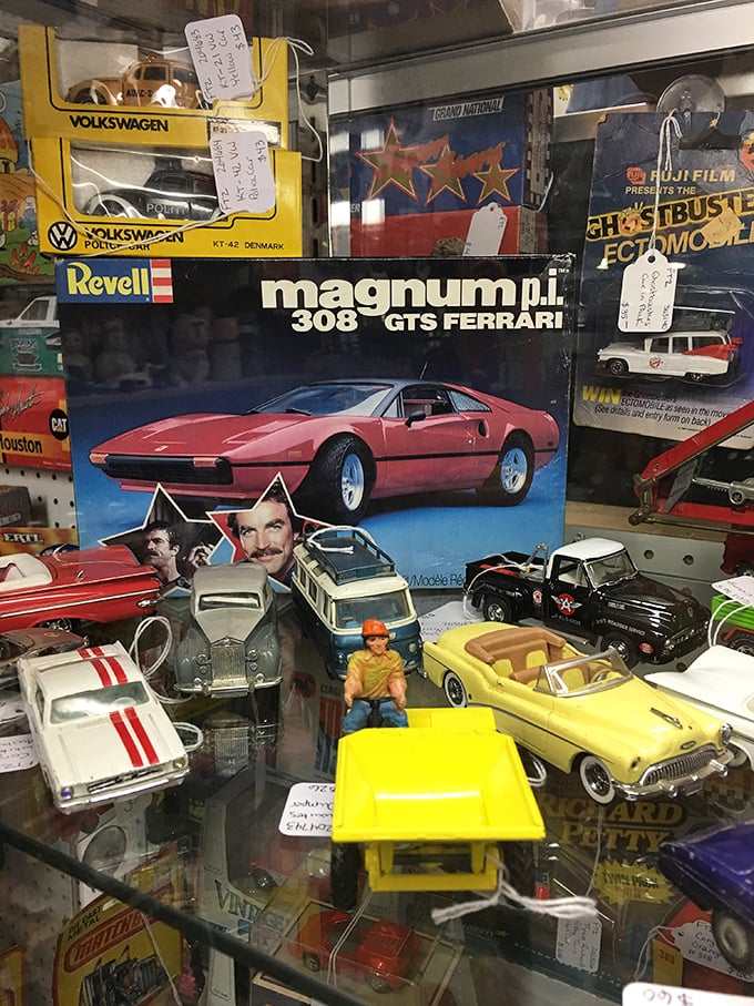 Magnum P.I.'s Ferrari sits proudly among vintage toy cars that transport you straight back to Saturday morning cartoons and cereal commercials.