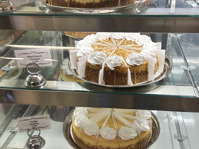 Each slice awaits its forever home, separated by paper dividers like the most delicious real estate development ever constructed.