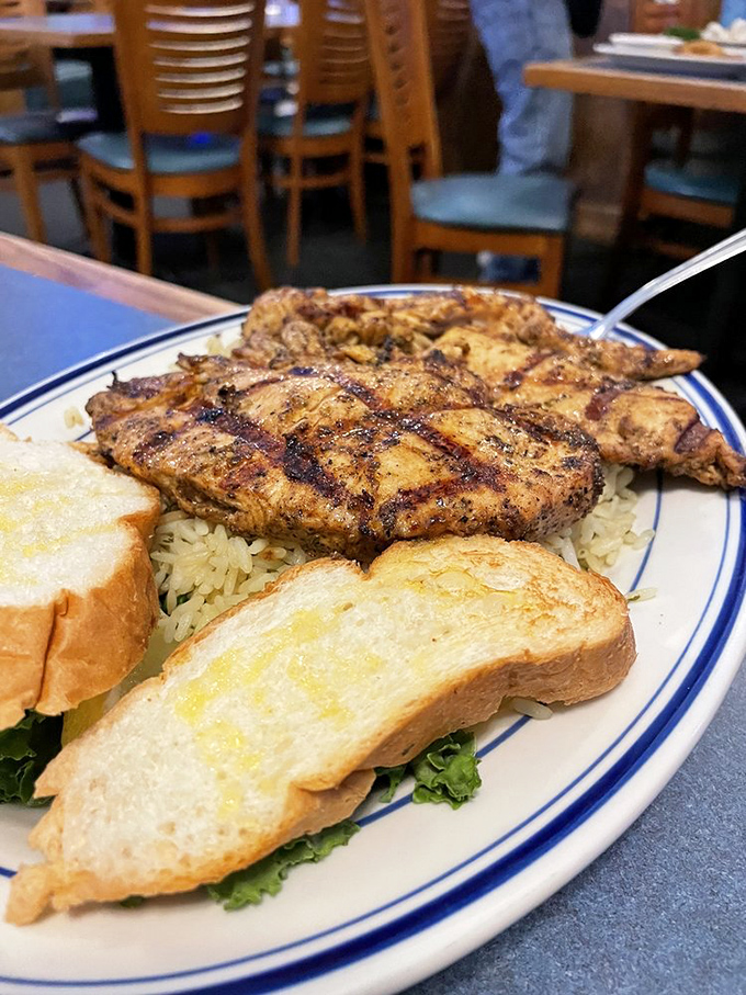 For the "I don't eat seafood" friend in your group&mdash;grilled chicken that proves Bay Breeze respects protein of all varieties.