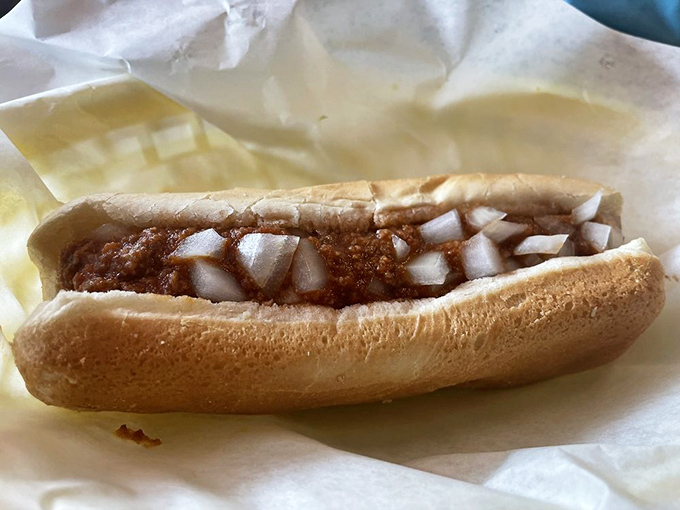 Hot diggity dog! This coney is loaded with so much meaty goodness, it's like a hug for your taste buds. Napkins are not optional.