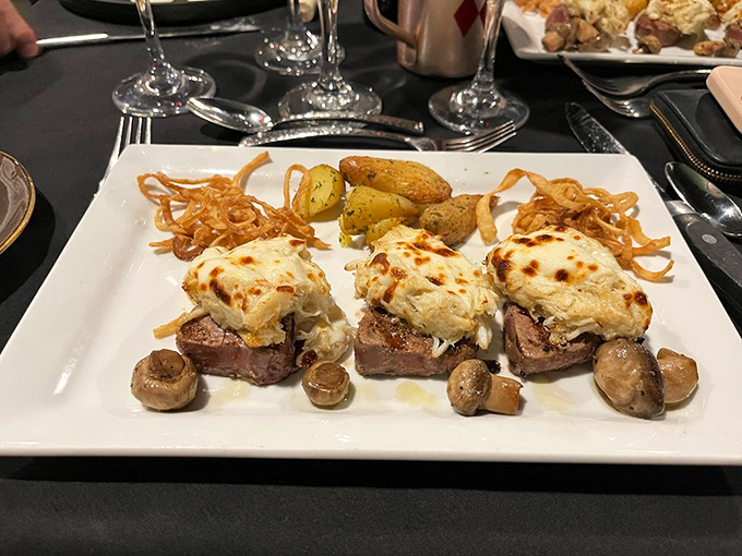 Filet mignon topped with crab and cheese &ndash; when one indulgence simply won't do. Maryland's version of "go big or go home."