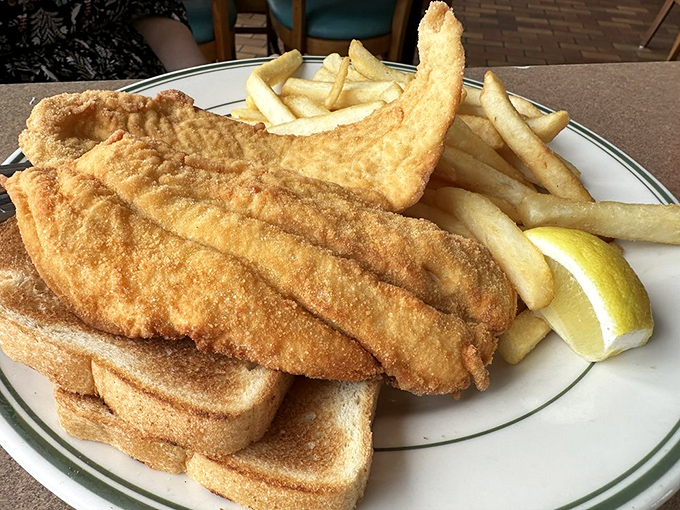 Golden-fried flounder so perfectly crisp, it makes other fried foods question their life choices and career paths.