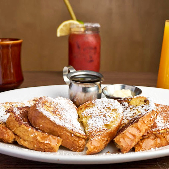 French toast that makes you wonder why anyone bothers with croissants. Dusted with powdered sugar like Portland after a light snow.