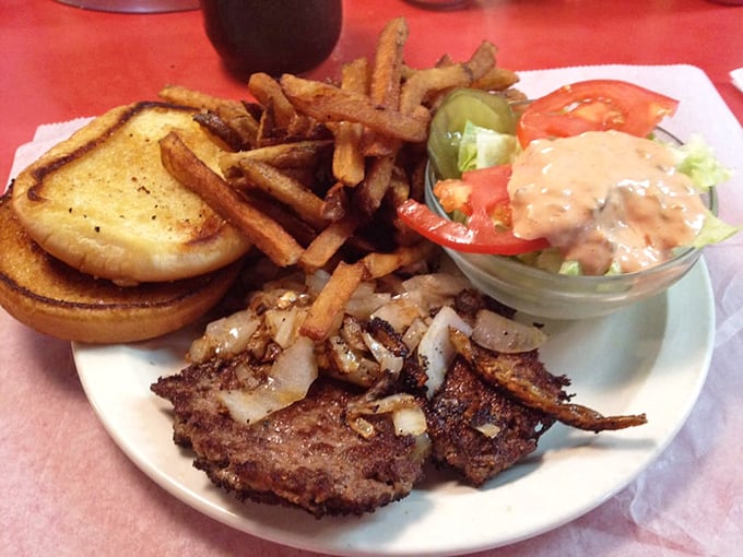 When they say "hamburger steak," they mean business. No frills, just flavor that makes you want to hug the cook.