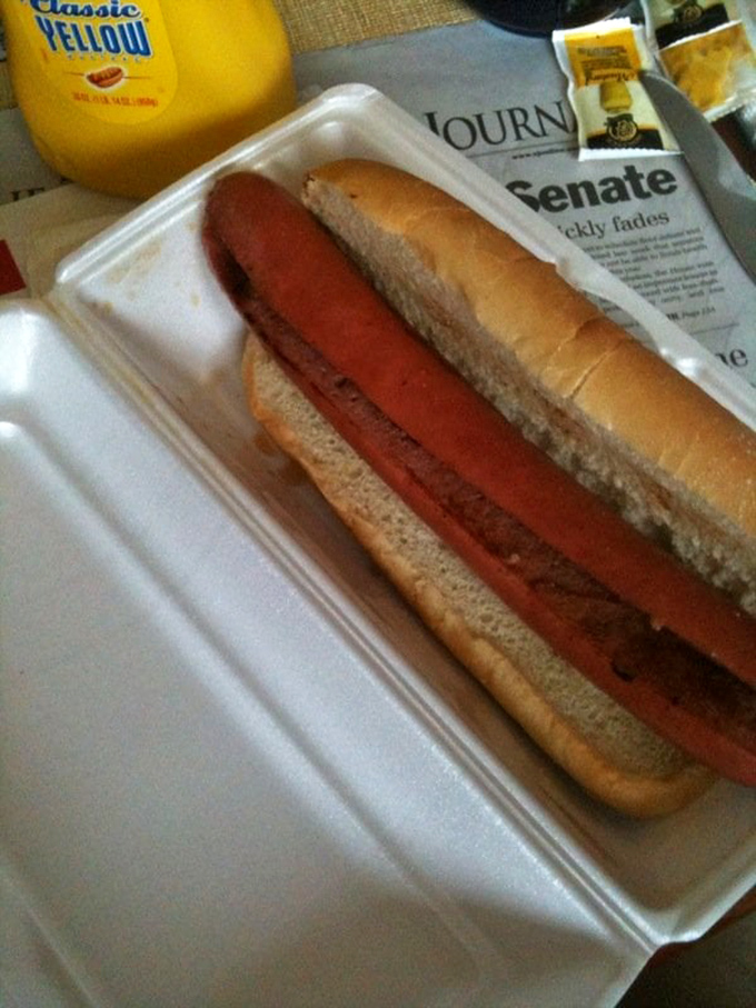 In a world of complicated food, there's something profoundly satisfying about a proper hot dog on a proper bun with the newspaper nearby.