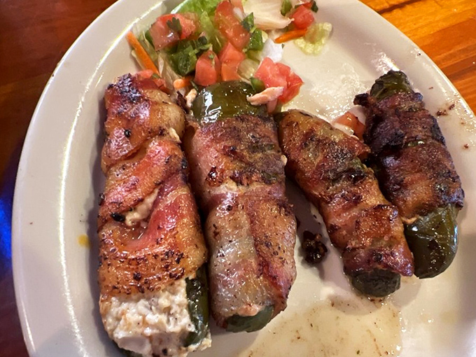 Bacon-wrapped jalapeños: where heat meets sweet meets savory. The kind of appetizer that makes you wonder why you ever bothered with plain jalapeño poppers.