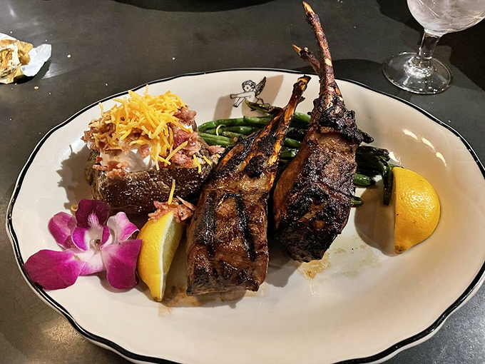 When lamb chops are presented with an orchid, you know you're not at your average chain restaurant. Meat this pretty deserves respect.