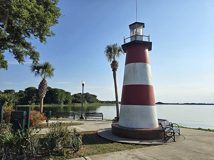 Florida's only inland lighthouse stands proudly by Lake Dora, proving you don't need an ocean to be a beacon of charm.