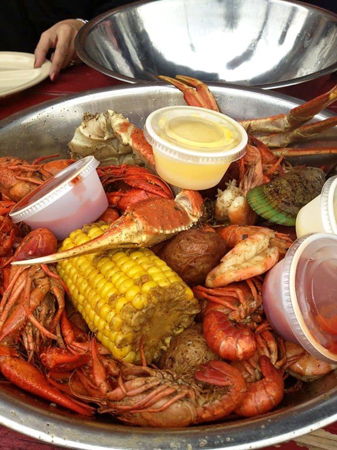 The seafood boil of your dreams has arrived. Corn soaking up that seasoned broth while crawfish, crab, and shrimp wait for their star turn.