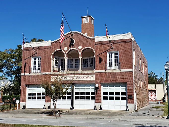 New Bern's historic fire department building stands as a testament to civic pride, its architecture balancing function with unmistakable character.