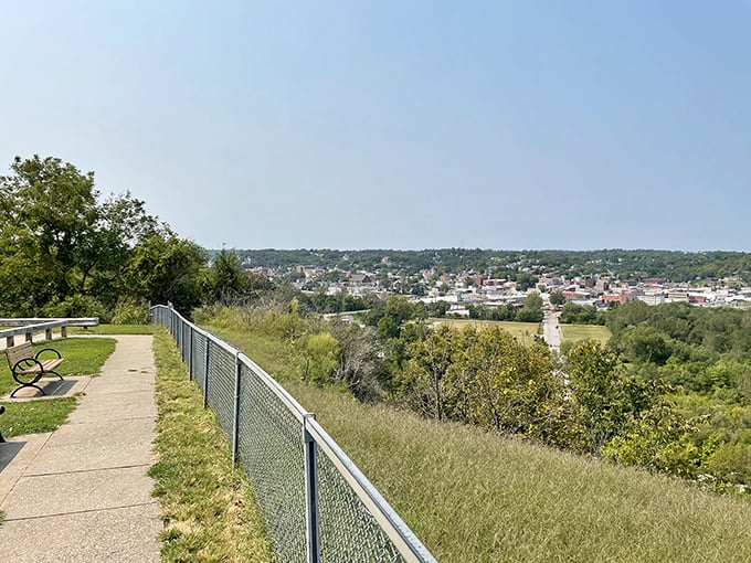 From Lovers' Leap overlook, the Mississippi River valley unfolds below like a living map of Twain's literary landscape.