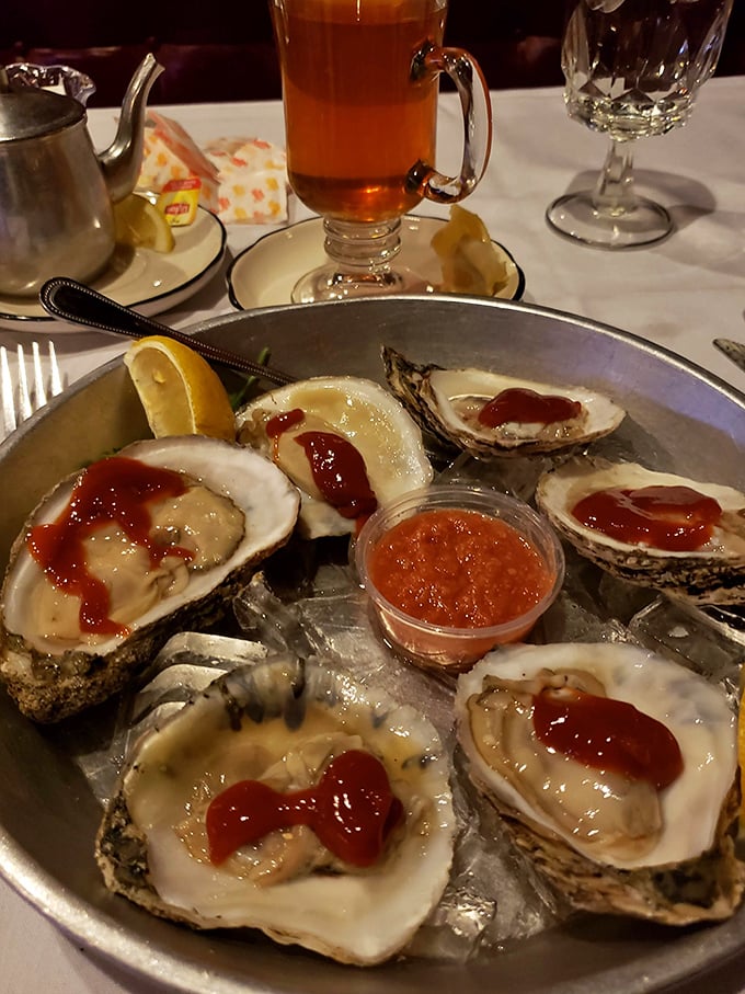 Fresh oysters on ice &ndash; nature's perfect appetizer. Each one a briny little promise that the ocean still loves us, despite everything.