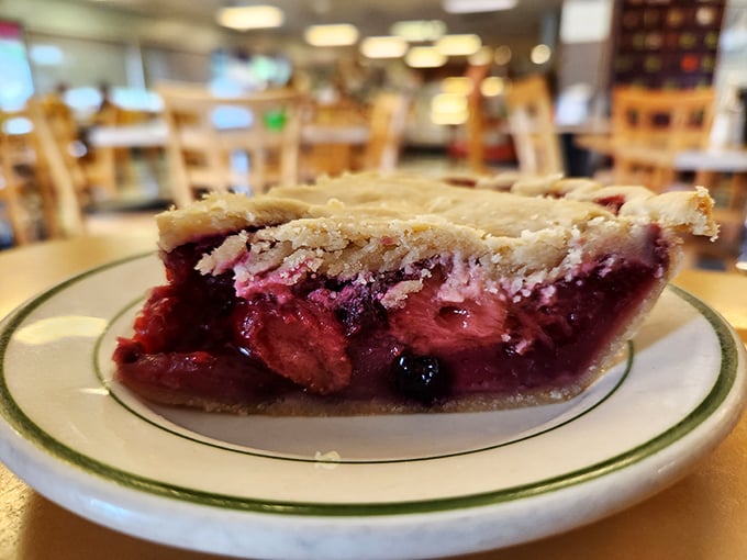 This isn't just berry pie &ndash; it's edible art with a perfectly flaky crust that shatters just right when your fork makes its eager descent.