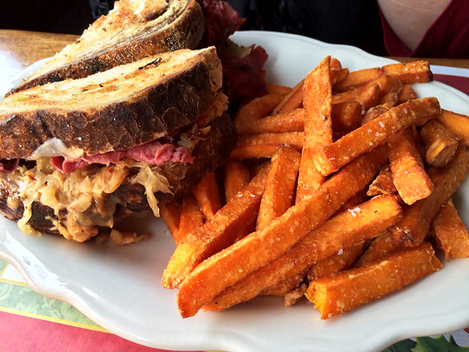 The Reuben's sophisticated cousin has arrived, bringing sweet potato fries that could make regular potatoes question their life choices.