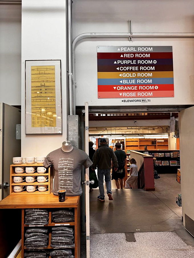 The famous color-coded room system at Powell's is like a literary subway map, directing readers to their desired destinations while tempting them with unexpected stops.