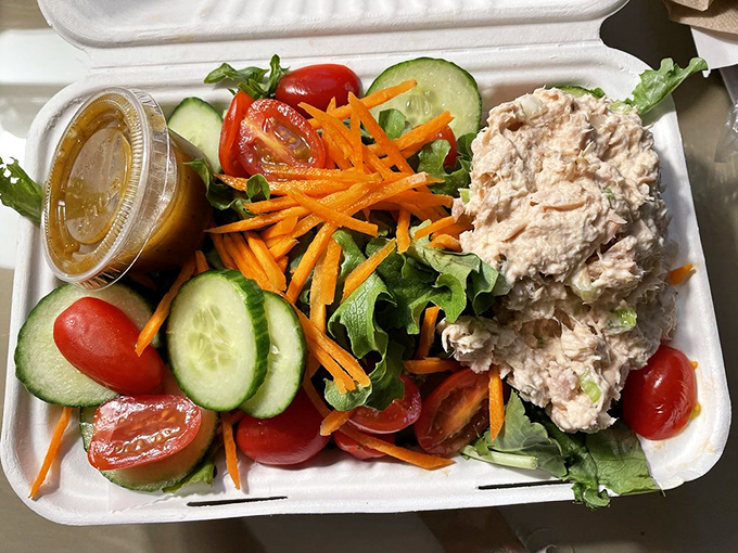 When your salad looks this vibrant, you almost forget you came for the sandwiches. Almost.