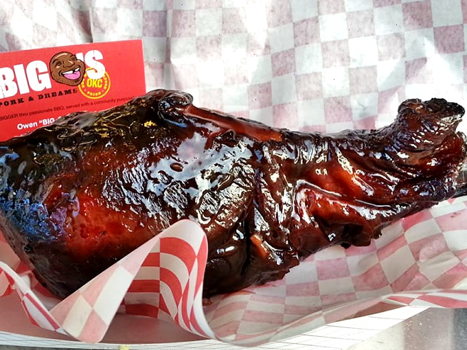 The turkey leg that would make Renaissance fair vendors weep with envy. Glistening with sauce and promising smoky satisfaction with every bite.