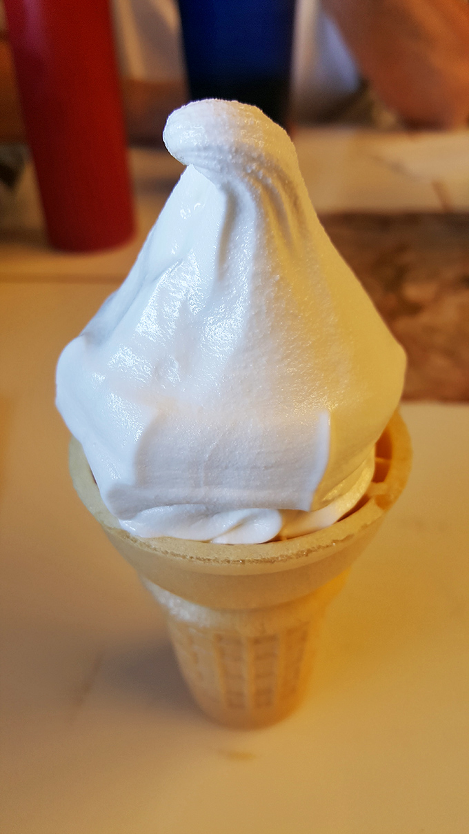 Soft-serve ice cream that stands tall and proud, like a delicious monument to simple pleasures that never go out of style.